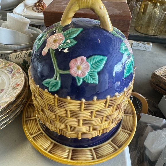 Accents | Vintage Jones Apple Blossom Cobalt Blue Cheese Keeper Dome ...